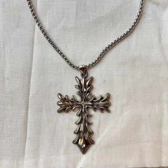 Accessories | Y2k Grunge Silver Cross Pendant Necklace | Poshmark